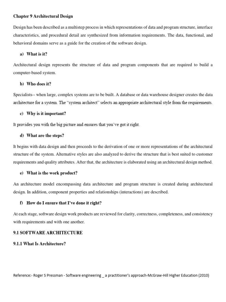 Architectural Design in Software Engineering | PDF