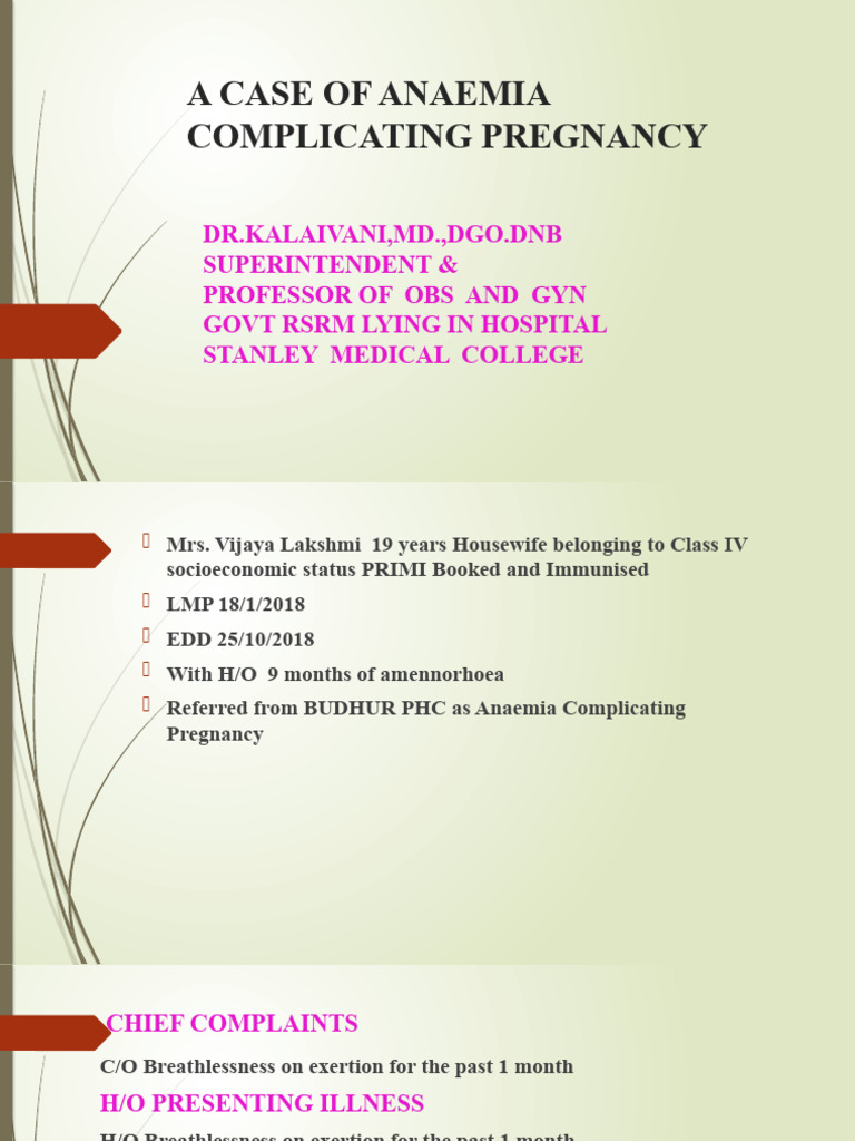 Anaemia Complicating Pregnancy Case Study | PDF | Lifestyle