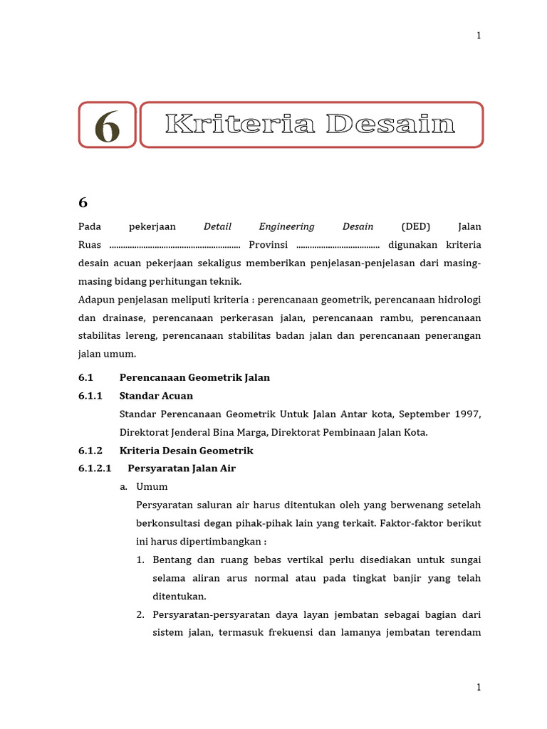 Kriteria Desain Jalan dan Drainase | PDF