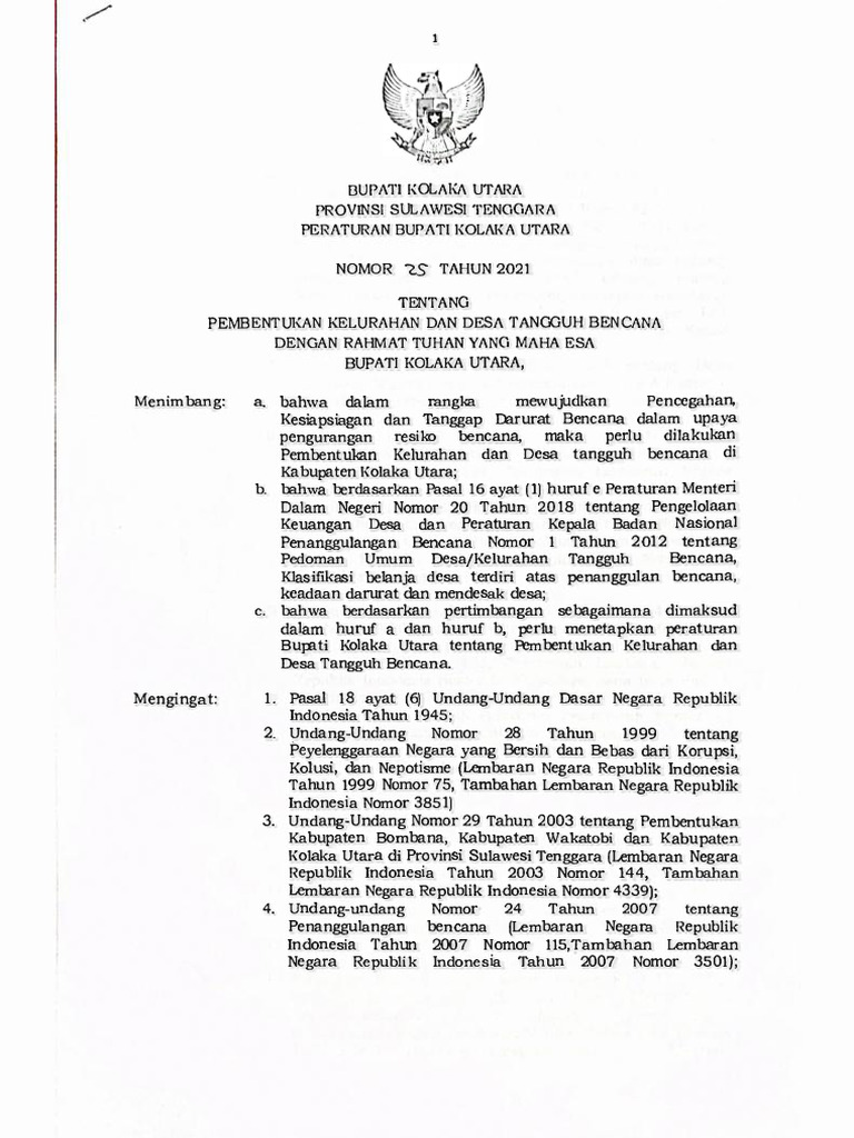 Pembentukan Desa Tangguh Bencana Kolaka | PDF