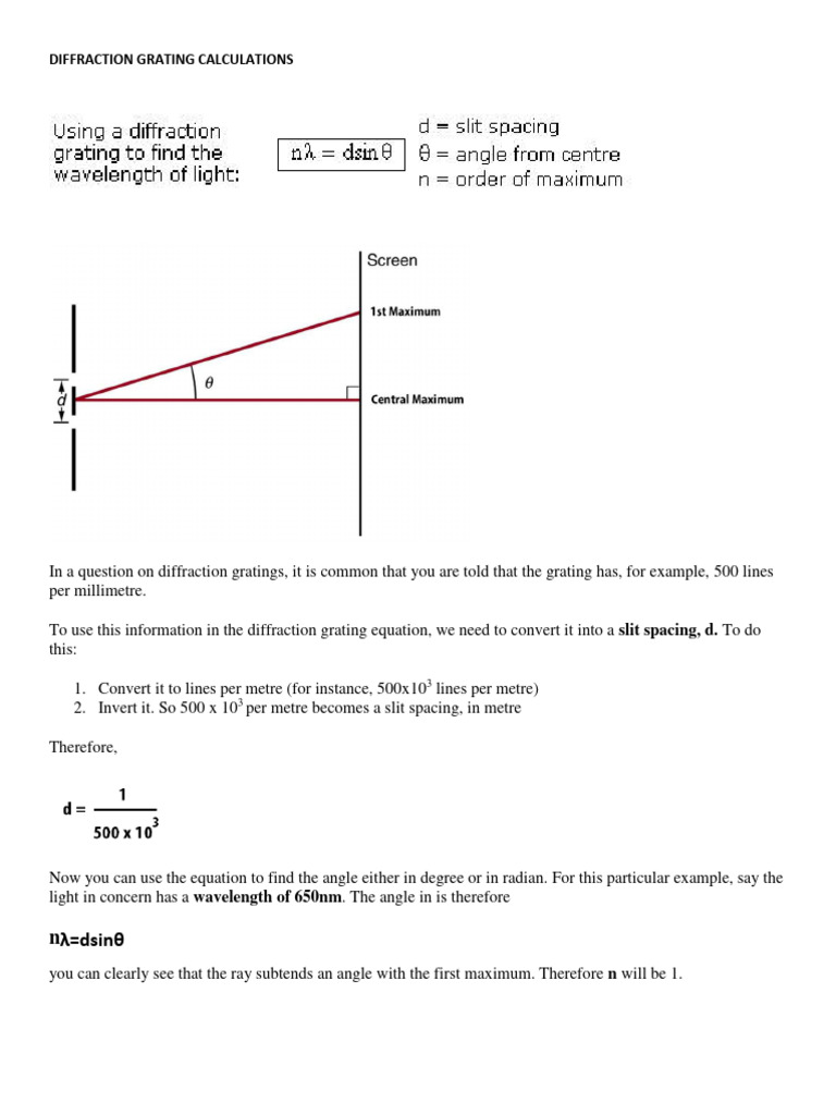 Diffraction Grating | PDF