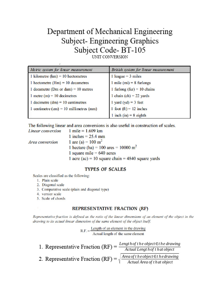 BT 105 Engg Graphics Scales | PDF