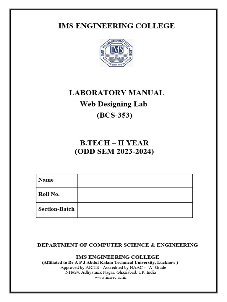 Web Designing Lab Manual | PDF | Art | Computers