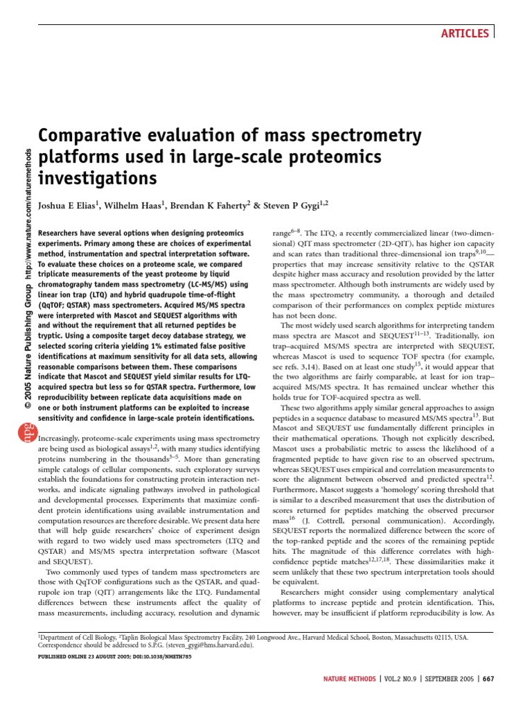 Comparative Evaluation of Mass Spectrometry Platforms Used in Large ...