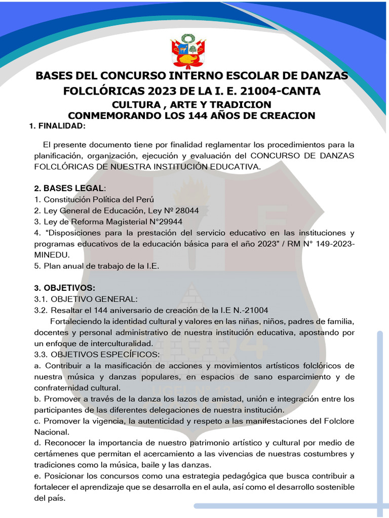 Bases Oficiales Del Concurso de Danza 2023 | PDF Bases Oficiales Del Concurso de Danza 2023 | PDF