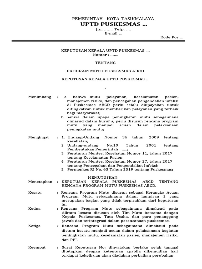 Program Mutu Puskesmas Kokop | PDF | Bisnis
