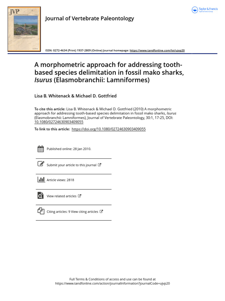 A Morphometric Approach For Addressing Tooth Based Species Delimitation ...