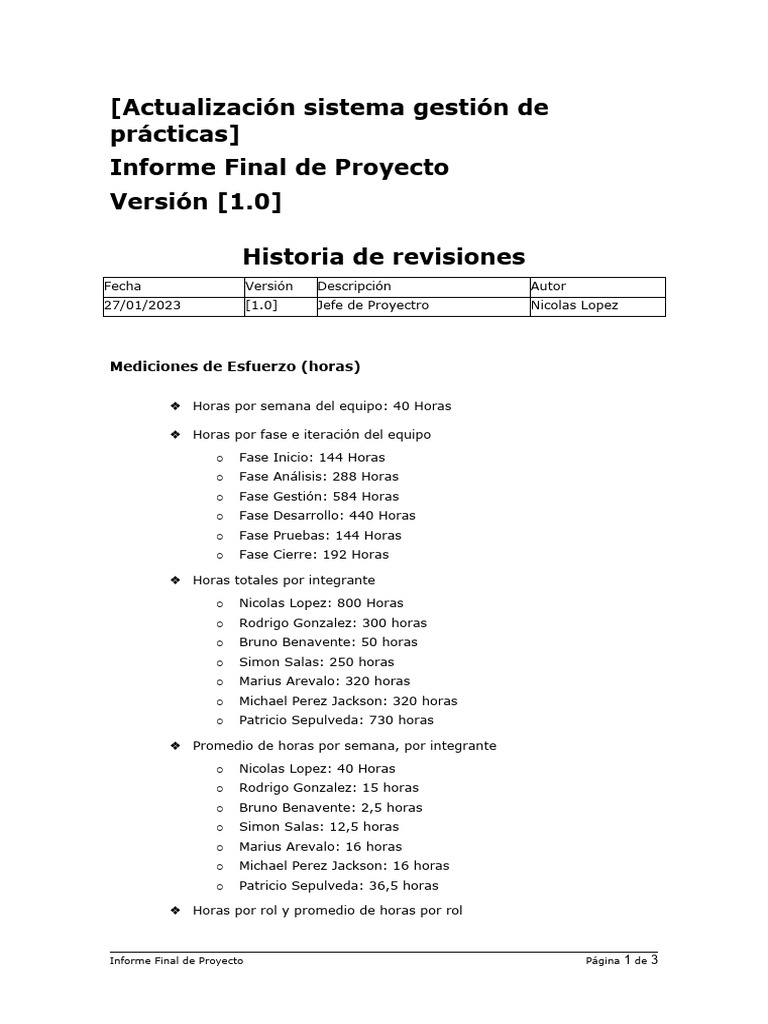4.2 Plantilla Informe de Cierre Proyecto | PDF