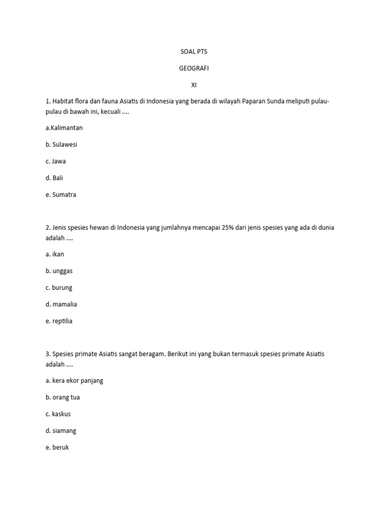 SOAL PTS-GEO-XI | PDF