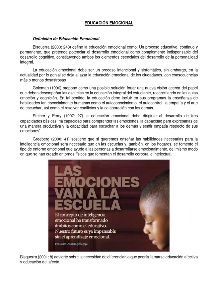 Educación Emocional En La Escuela Pdf