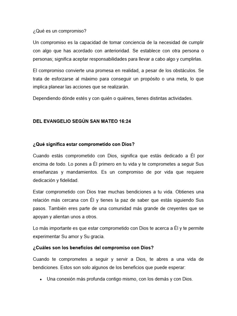 Qué es un compromiso con Dios | PDF