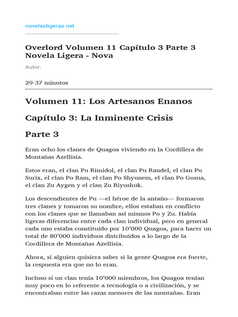 Overlord Volumen 11 Capítulo 3 Parte 3 Novela Ligera - Nova | PDF