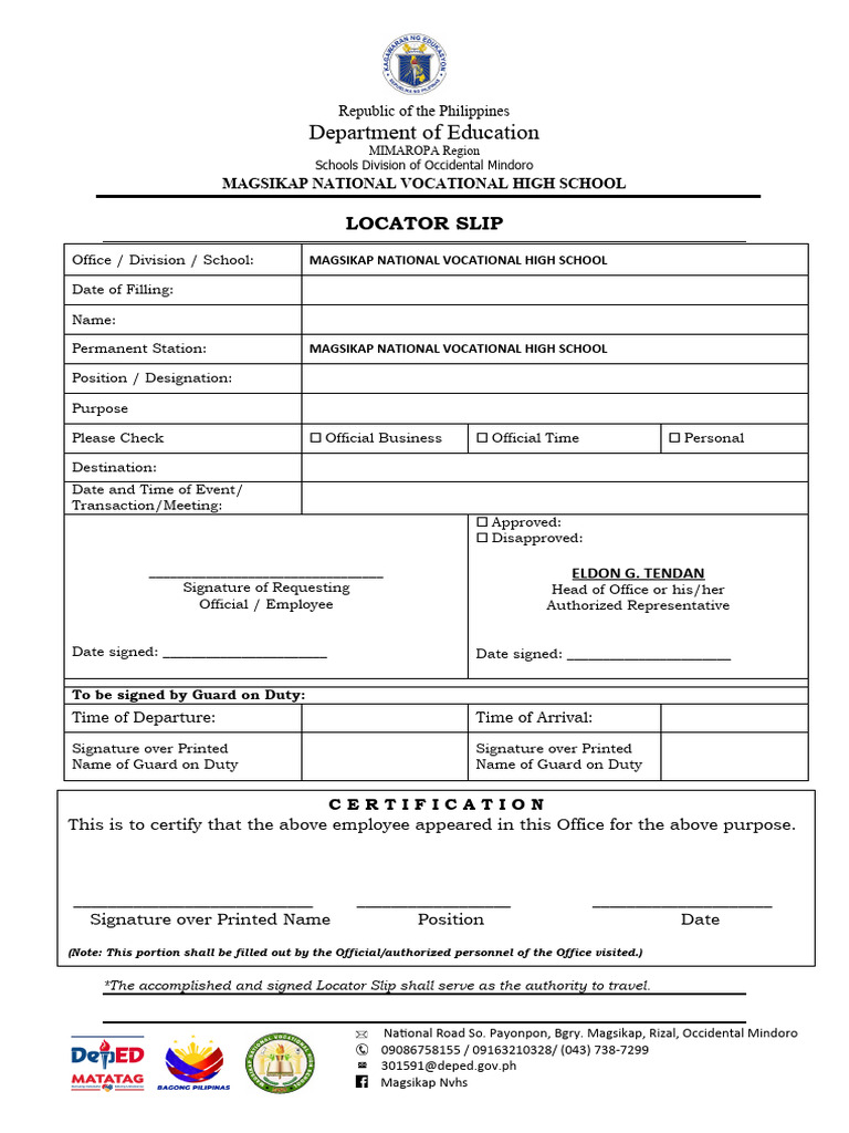 Locator Slip - Revised | Download Free PDF | Government