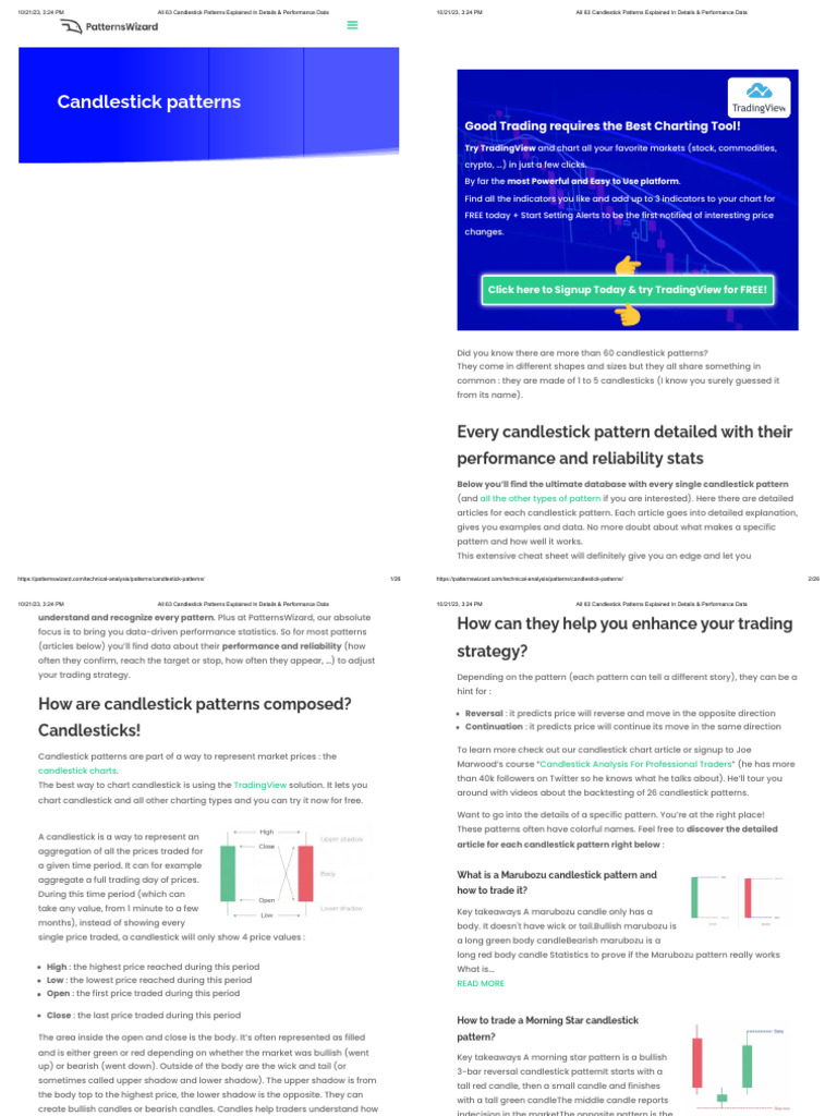 All 63 Candlestick Patterns Explained in Details & Performance Data | PDF