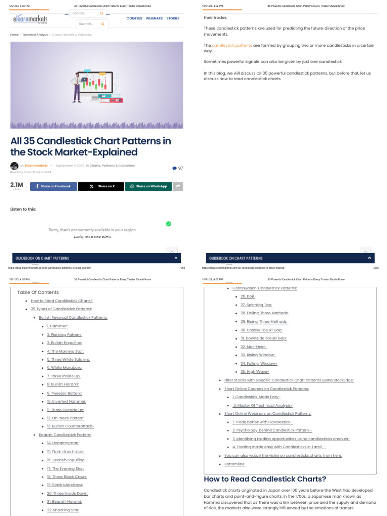 35 Key Candlestick Patterns Explained | PDF