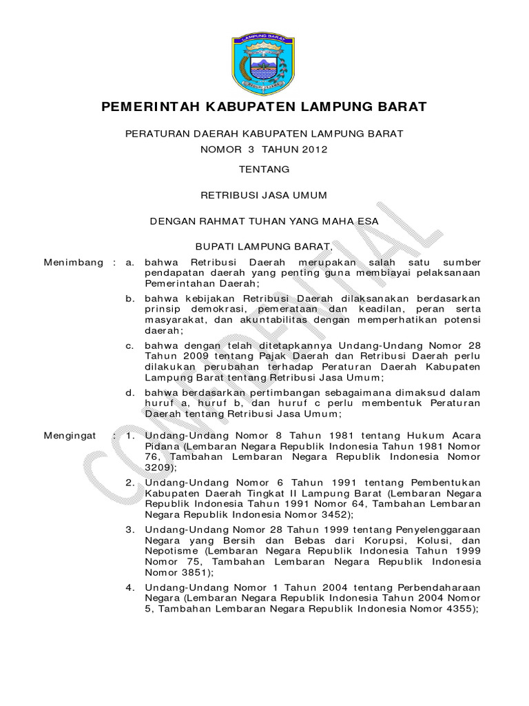 Perda No. 3 TH 2012 | PDF