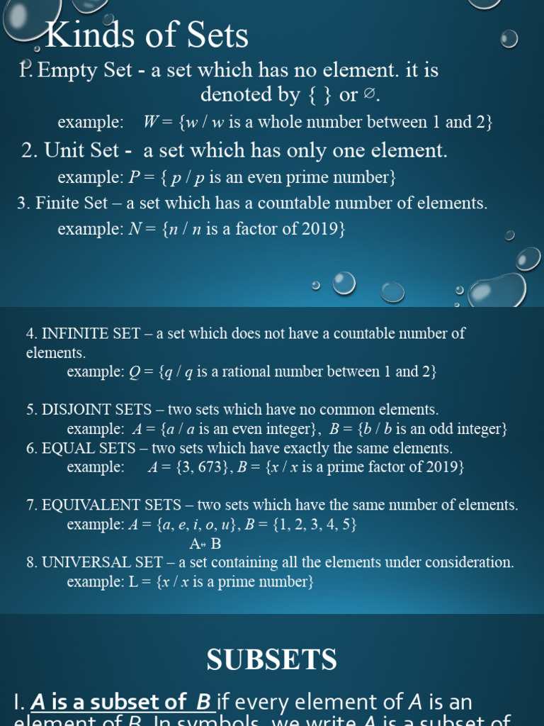 Kinds of Sets Subset | PDF