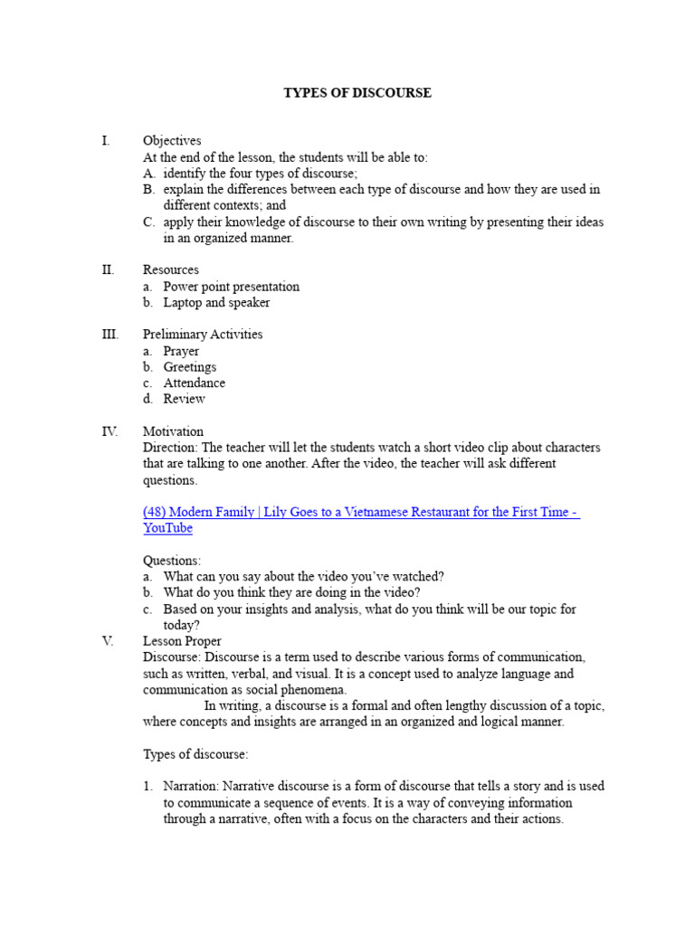 LP Types of Discourse 1 | PDF