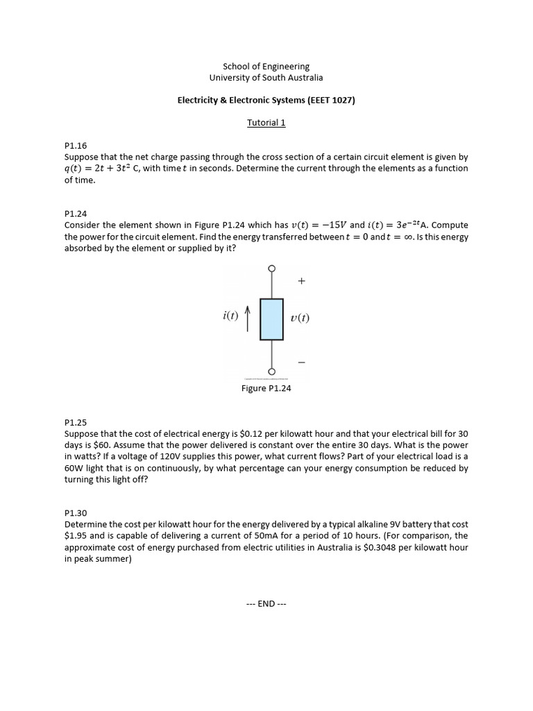 Tutorial1 Electrical and Electronic Systems | PDF | Teaching Methods & Materials | Science ...