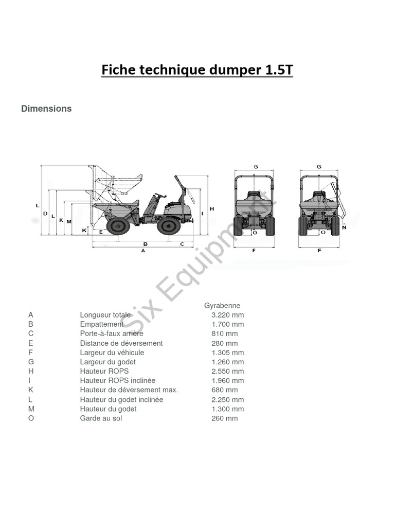Fiche Technique Dumper 1.5T | PDF