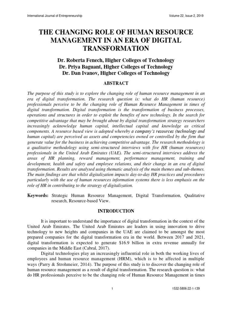 The Changing Role of Human Resource Mana | PDF