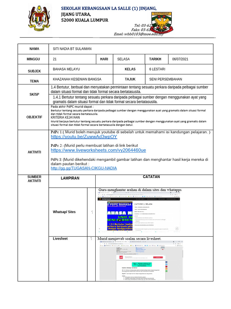 RPH BM THN 6 - Mgu 21 | PDF