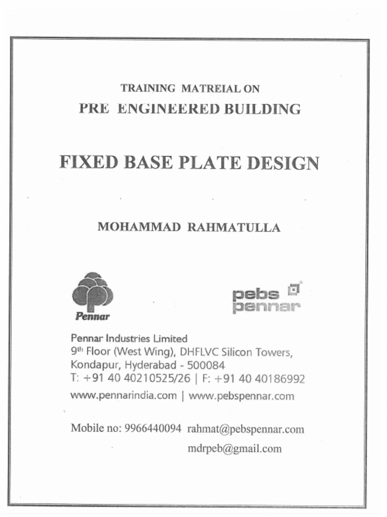 Fixed Base Plate Design. | PDF