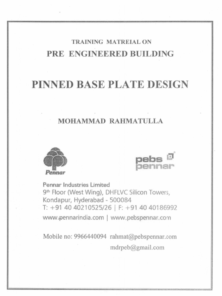 Pinned Base Plate Design | PDF