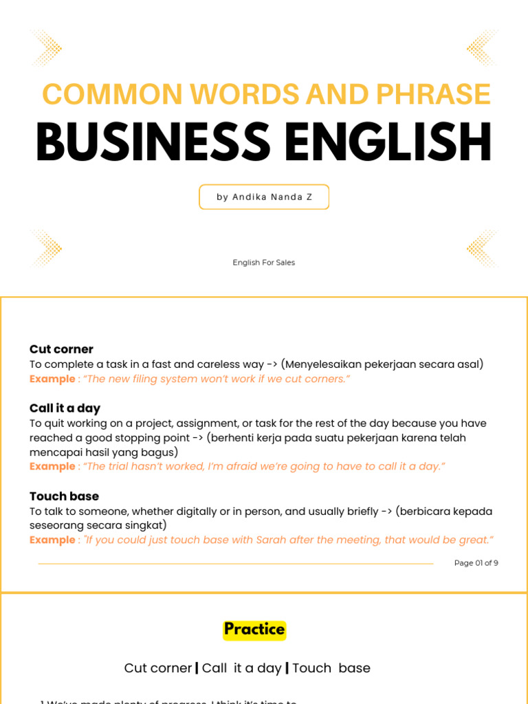 Common Words and Phrase For Business English | PDF