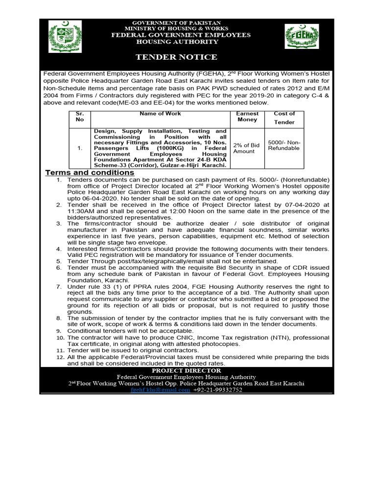 91 - Soft Copy of Tender Notice Tender Notice Karachin Dated 16-03-2020 ...