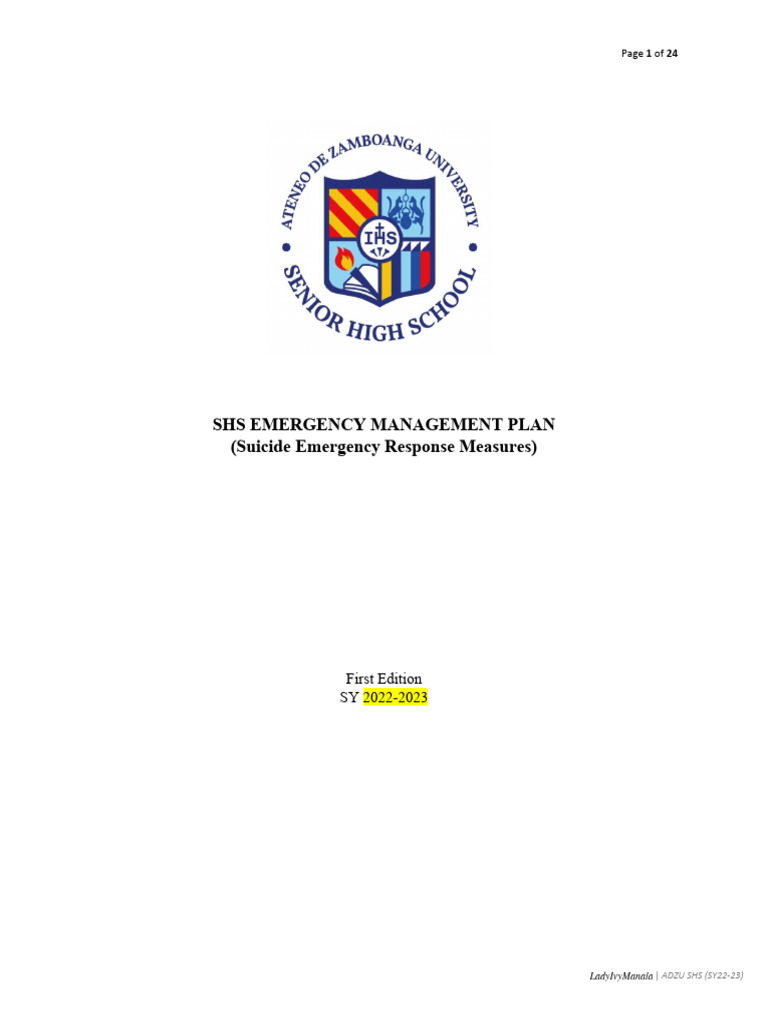 Final SHS Sucide SOP Proof Read | PDF | Emergency | Emergency Management