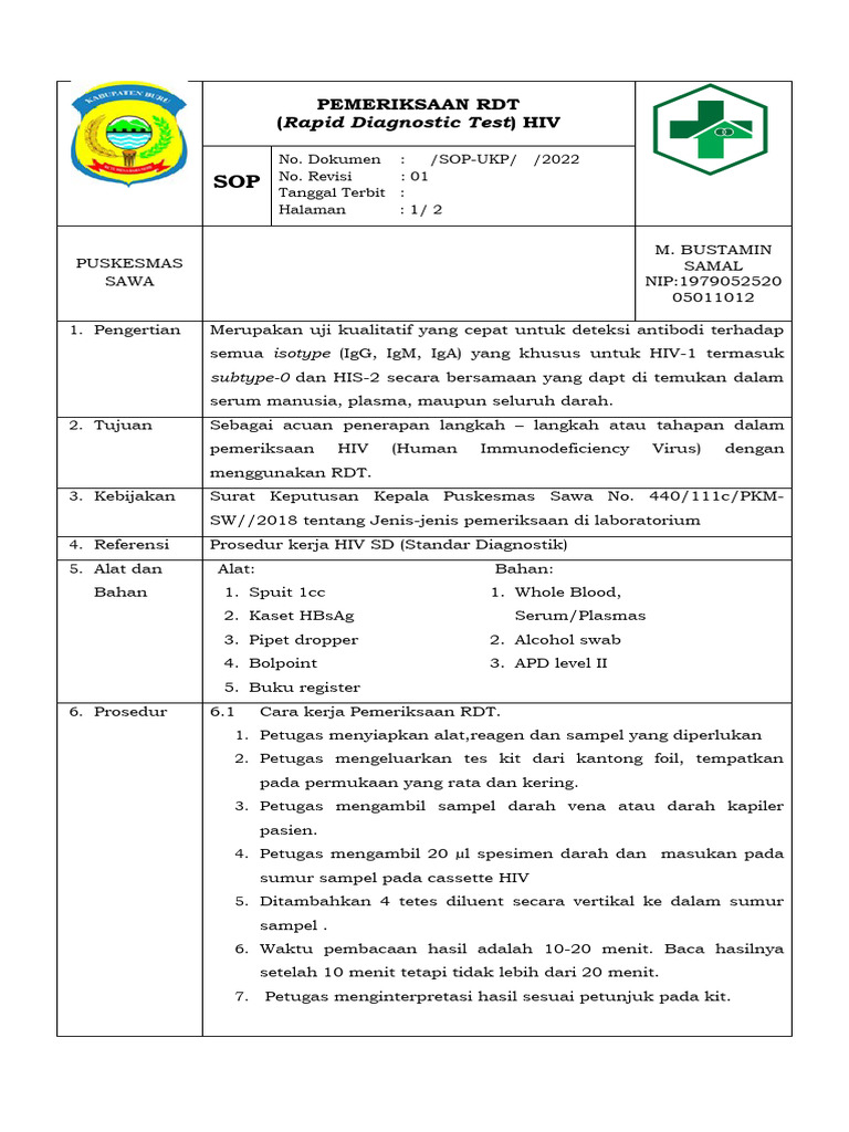 Sop Hiv | PDF