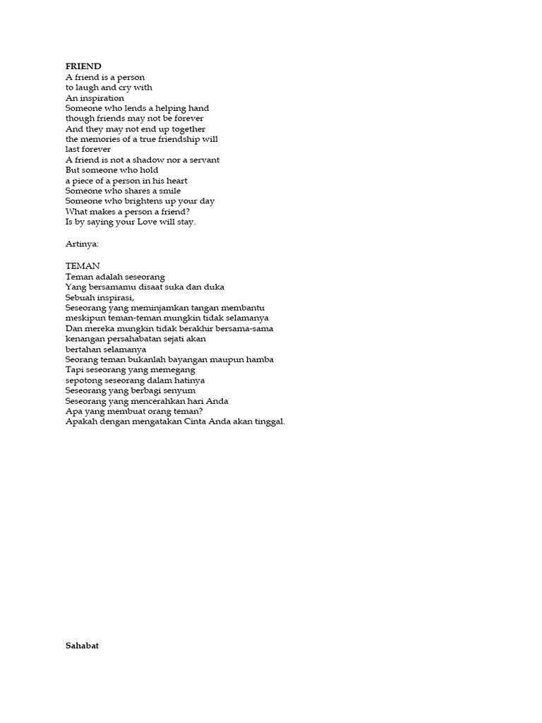 Contoh Puisi Bahasa Inggris | PDF