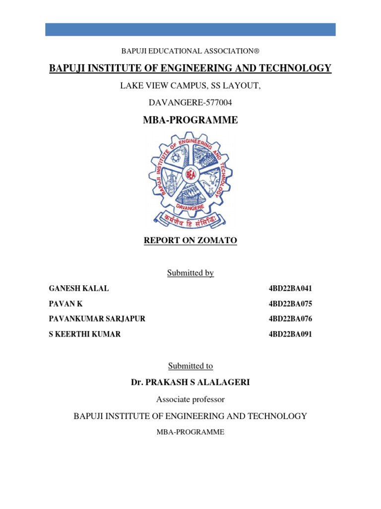 Research Report (Zomato) | PDF