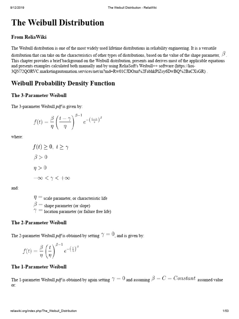 The Weibull Distribution - ReliaWiki | PDF