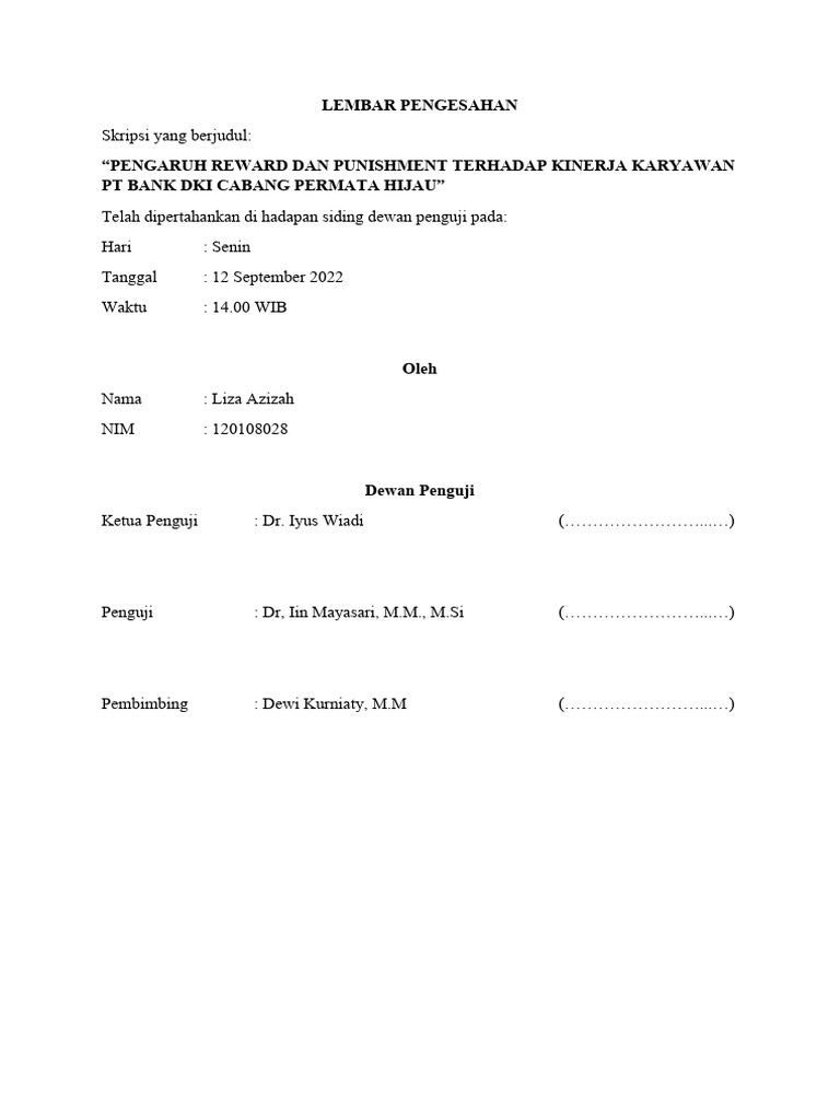 Lembar Pengesahan | PDF