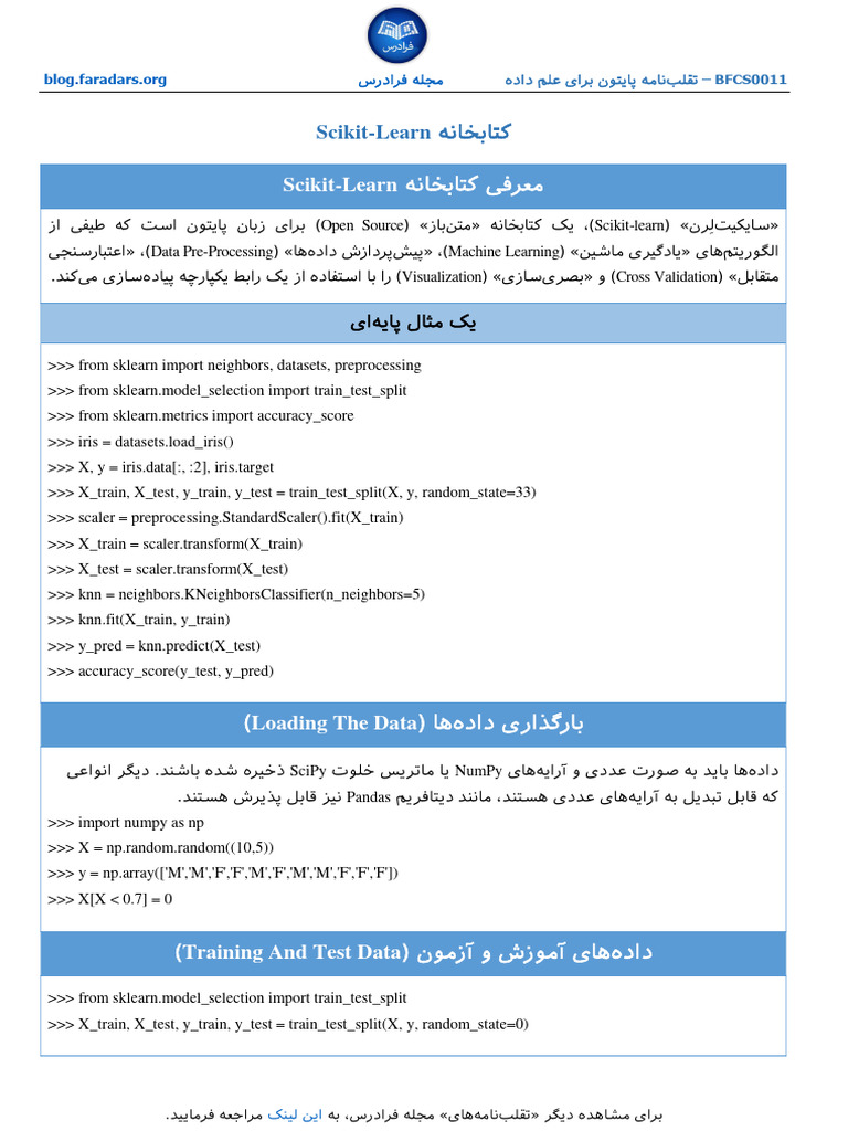 Scikit Learn CheatSheet BFCS0011 | PDF
