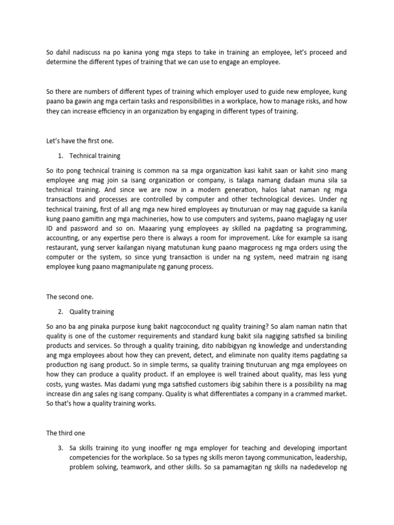 Types of Training | PDF