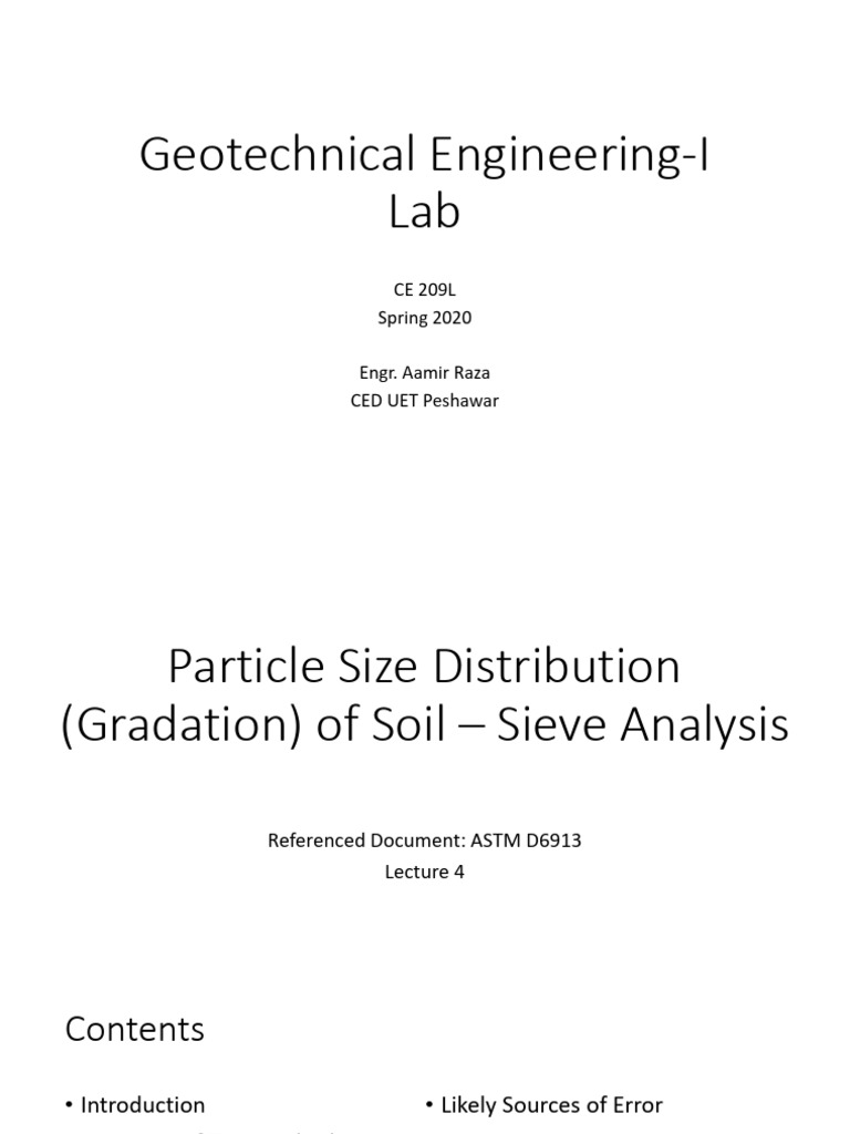 Lecture 03 Particle Size Distribution | PDF | Particle Size Distribution | Materials