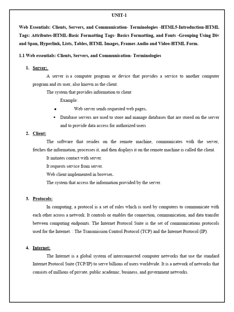 Unit 1 | PDF | World Wide Web | Internet & Web