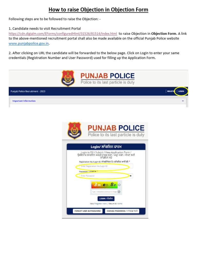 How To Raise Objection in Objection Form | PDF | Login | Button (Computing)