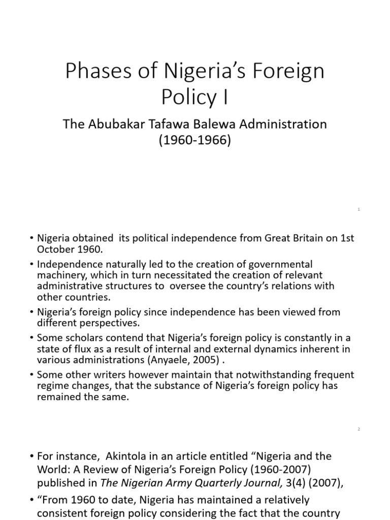 Phases of Nigeria's Foreign Policy I | PDF