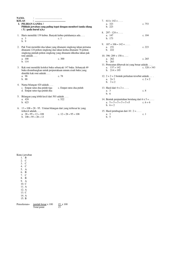 PTS - MTK - KLS - 2 - SDIT Alhanan | PDF