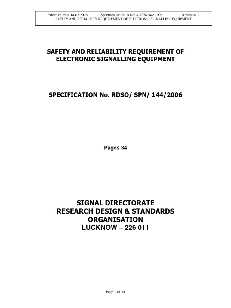 RDSO - SPN - 144 - 2006 Rev 2 | PDF