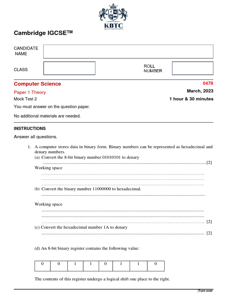 IGCSE - Batch (4,5) CS TUTO | PDF