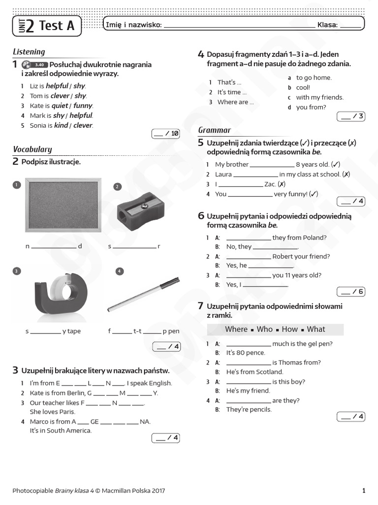Brainy Kl4 Unit Test 2 A | PDF