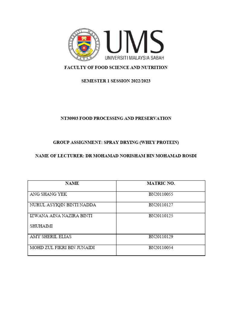 Assignment Food Process | PDF | Milk | Chemistry
