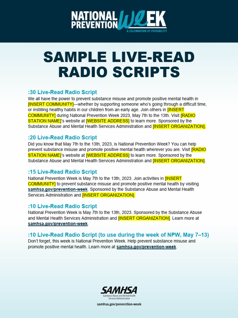 NPW Sample Radio Scripts | PDF