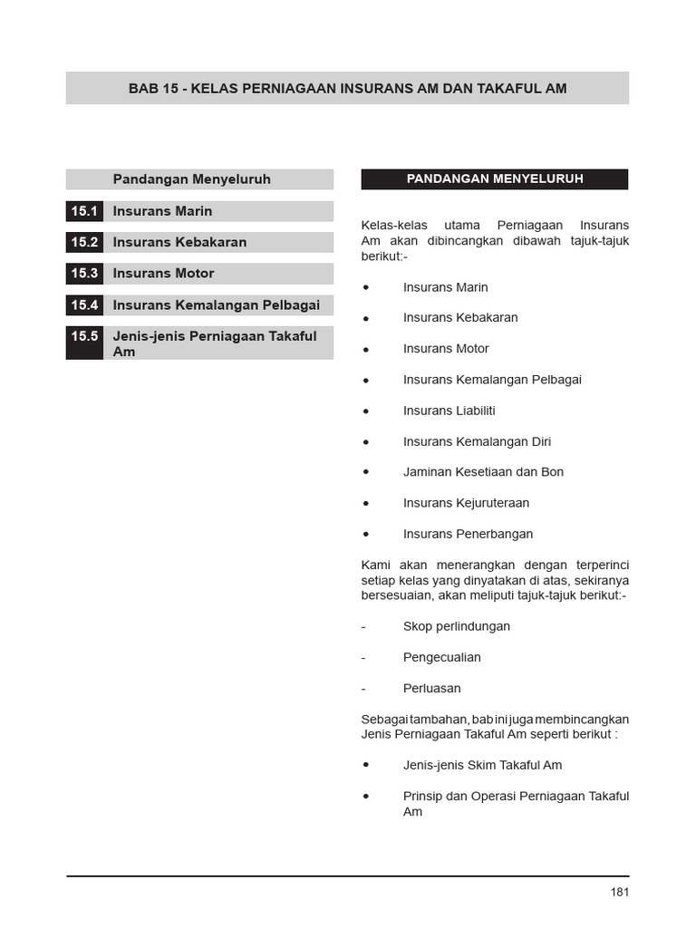 Bab 15 - Kelas Perniagaan Insurans Am Dan Takaful Am: Pandangan ...