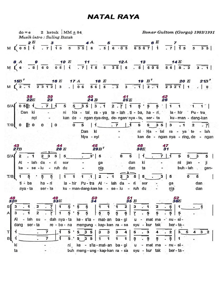 Partitur Natal Raya | PDF